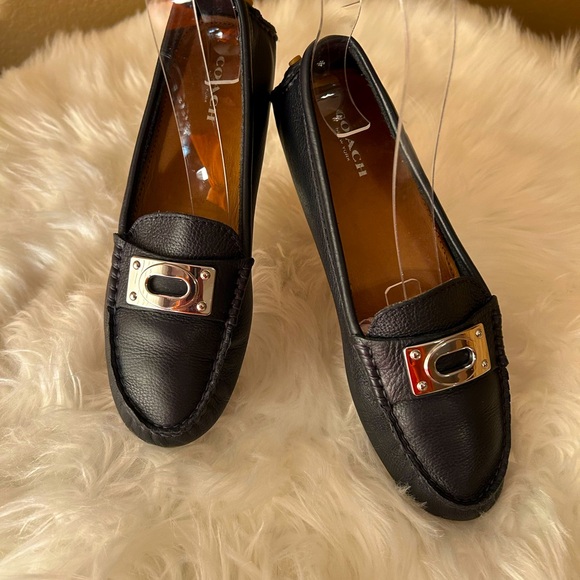 Coach | Shoes | Coach Napoleon Black Pebble Leather Driving Shoes Size ...
